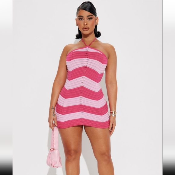 Fashion Nova | Dresses | Pink Halter Mini Dress | Poshmark